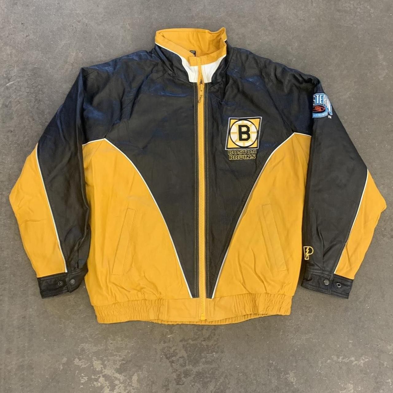 Vintage vintage 90s Boston bruins nhl logo leather pro player jacket ...