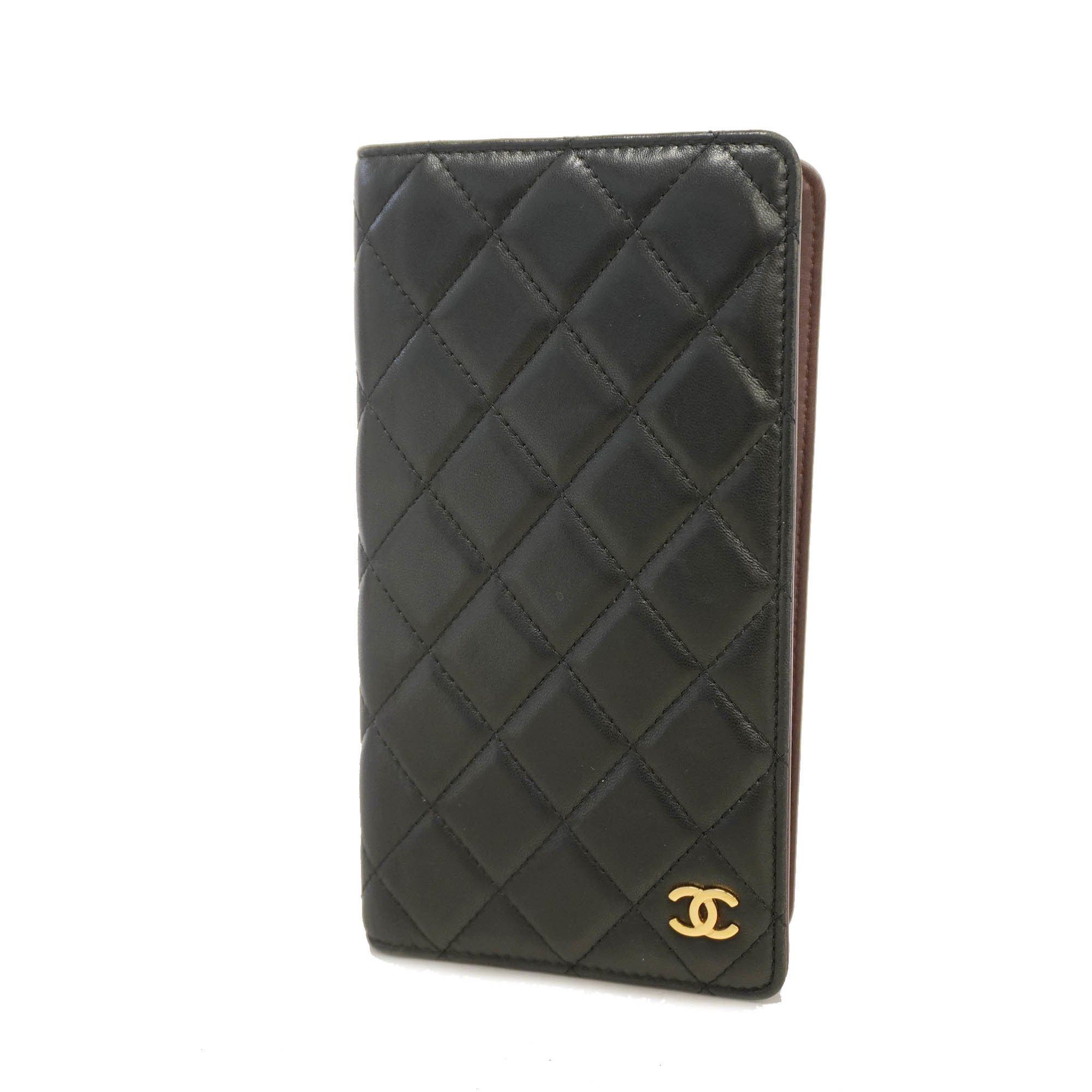 Chanel Auth Chanel Matelasse Planner Cover Black Notebook cover gold ...