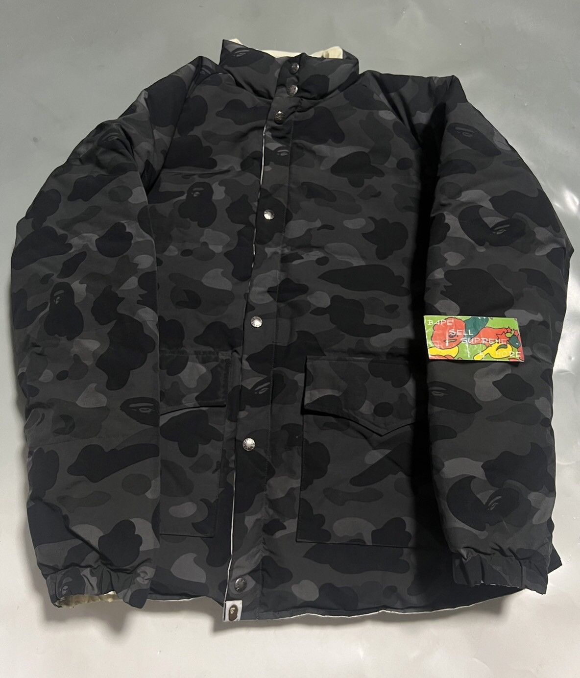 Bape BAPE reversible Puffer jacket black/White | Grailed