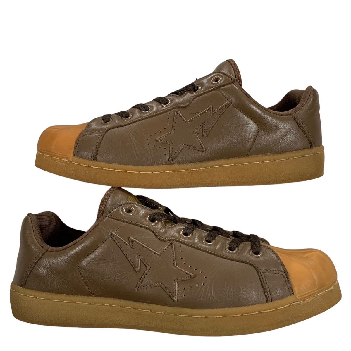 Bape VTG A Bathing Ape Bape Brown & Gum Skullsta Bapesta Sneakers | Grailed