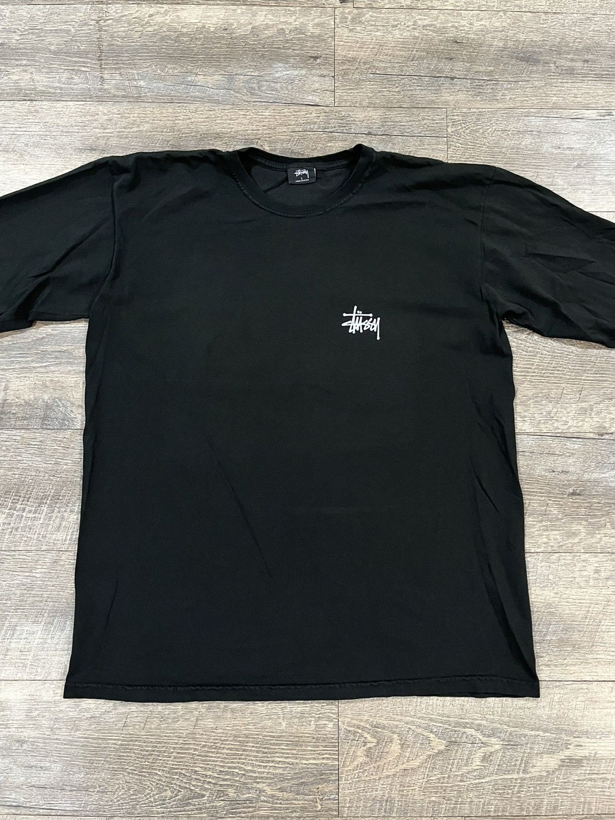 Designer × Streetwear × Stussy Stussy Stock Logo Black Long Sleeve Tee ...