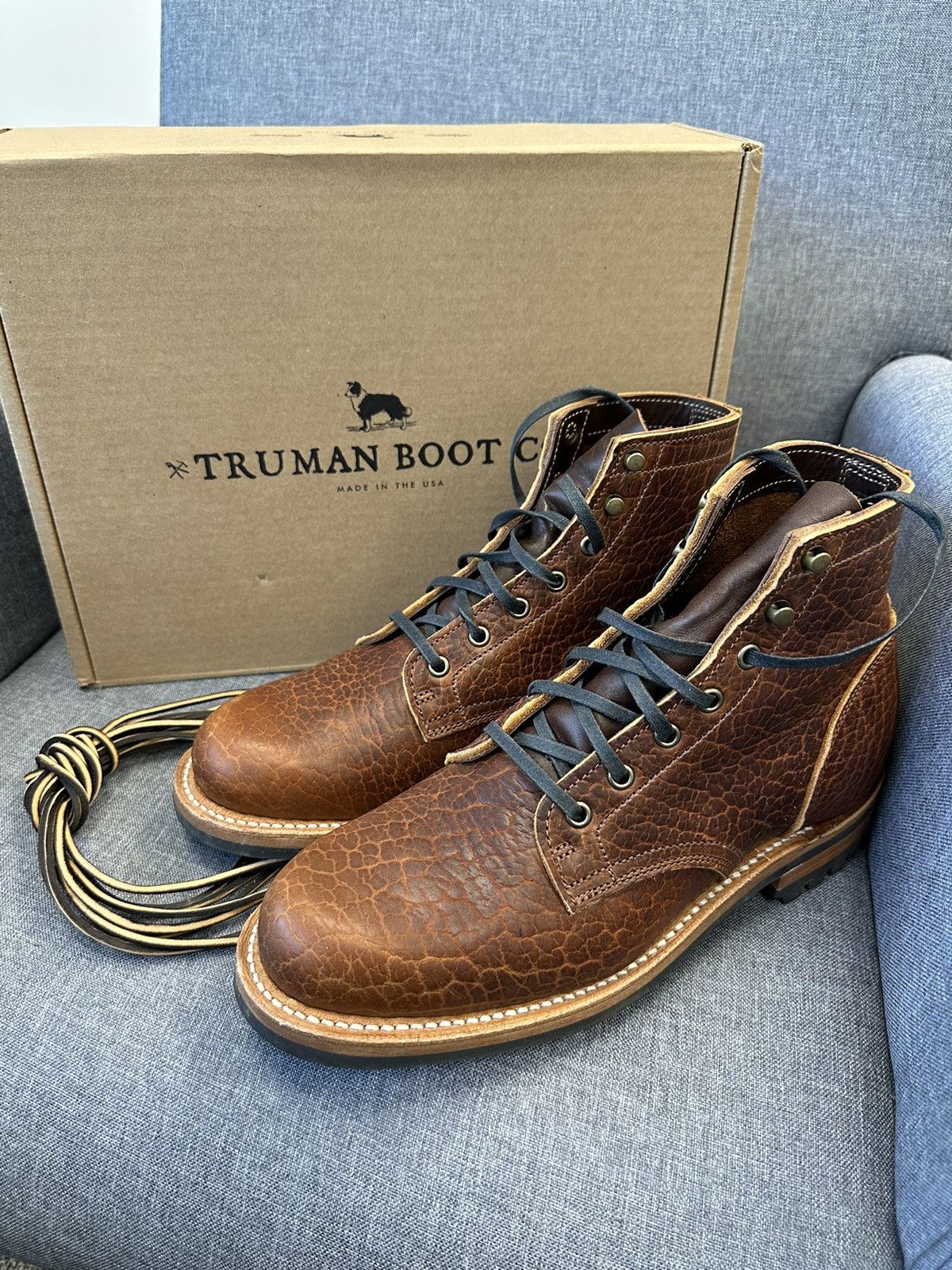 Truman Boot Co Plain Toe Boot in Shrunken Bison Leather | Grailed