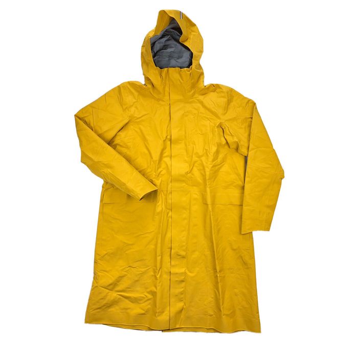 Rains Viev Dante Goretex Mens Large Yellow Long Hooded Full Zip Trench ...