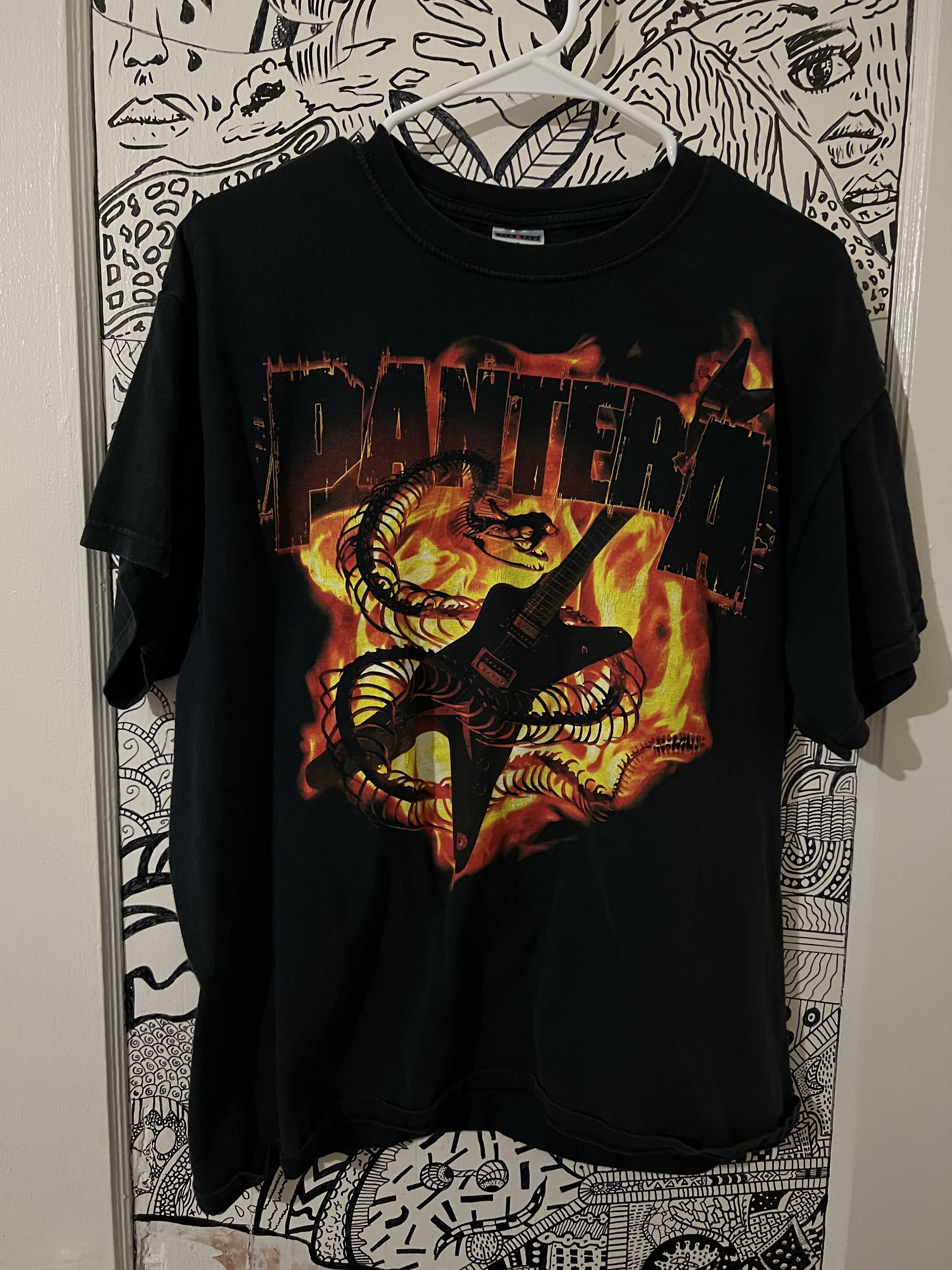 Band Tees × Vintage Pantera Guitar Flame Tee | Grailed