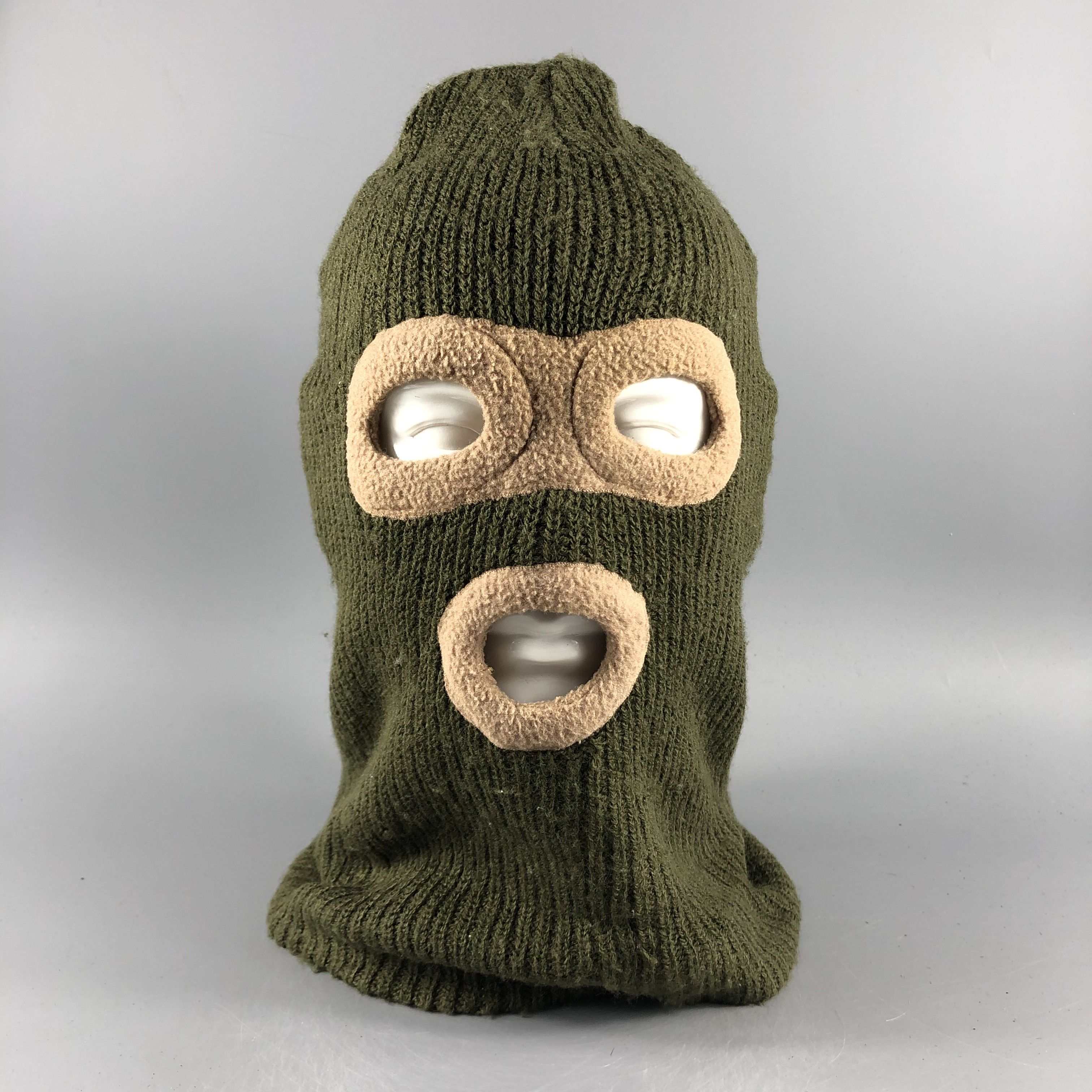 Japanese Brand × Vintage Green Army Ski Mask Beanie Snow Hat Snow Cap ...