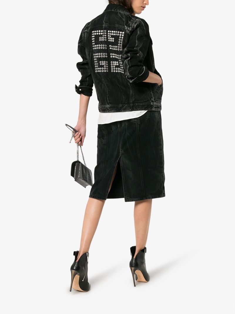 Givenchy Washed Black Eyelet 4G Logo Denim Jacket | Grailed