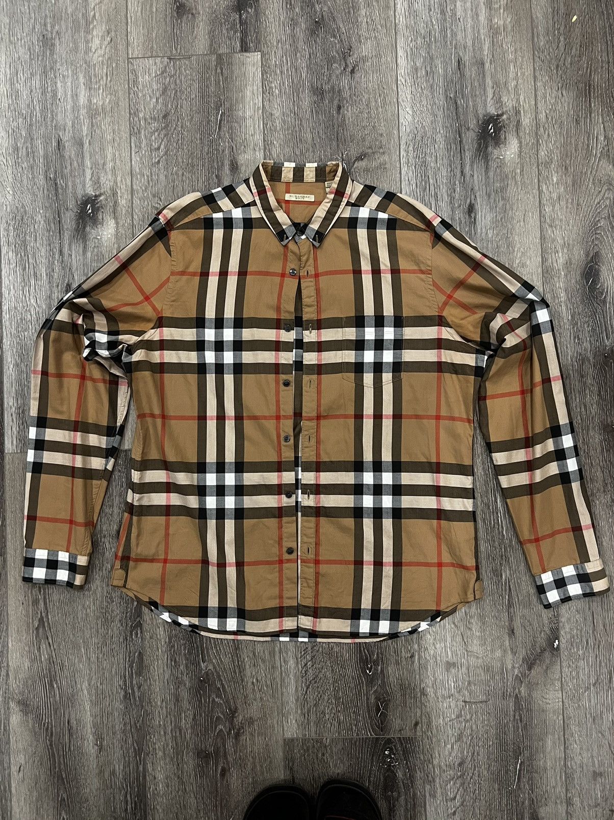 Burberry Check Print Button-Down Long Sleeve Shirt | Grailed