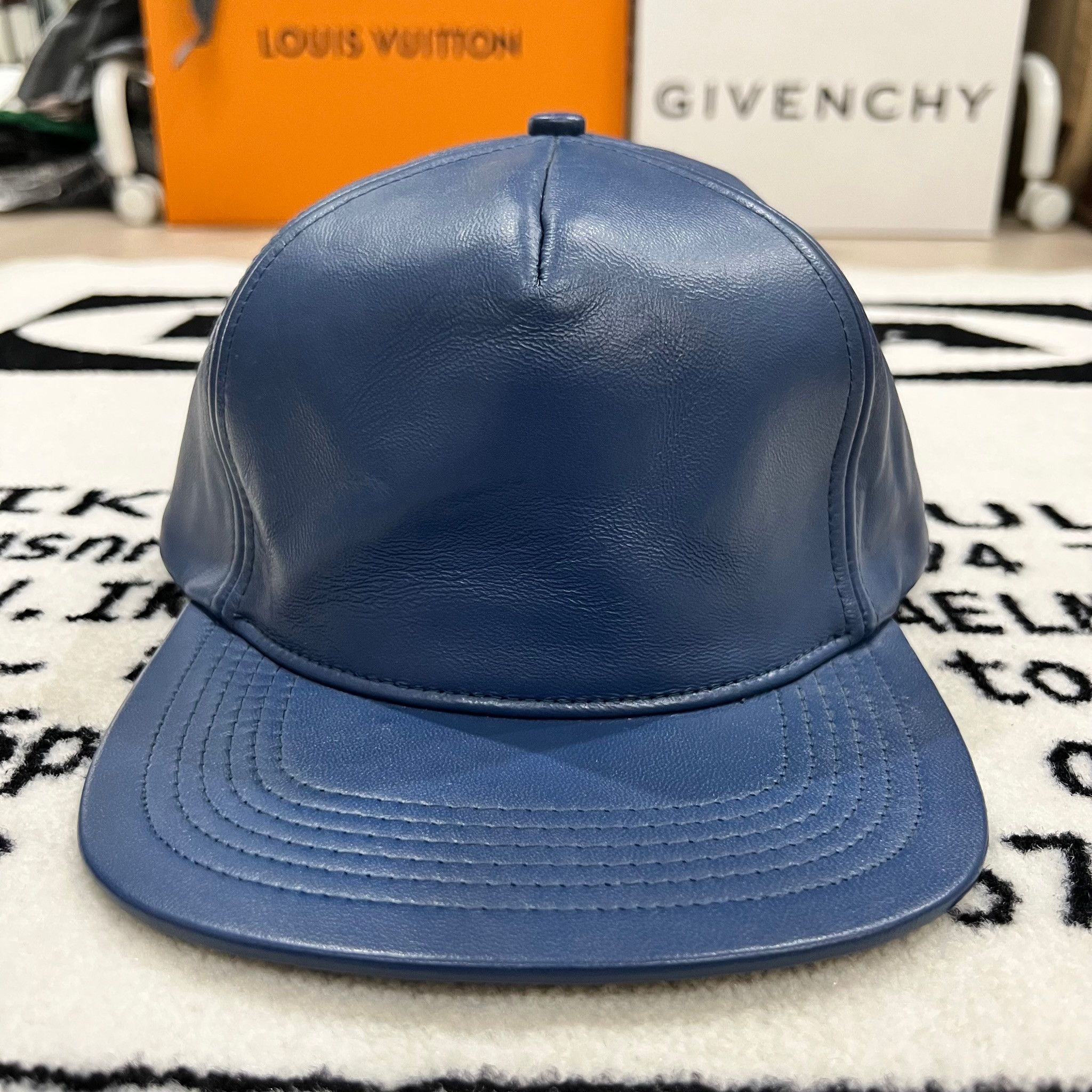 Stampd STAMPD Los Angeles Plain Navy Blue Leather Strapback Hat | Grailed
