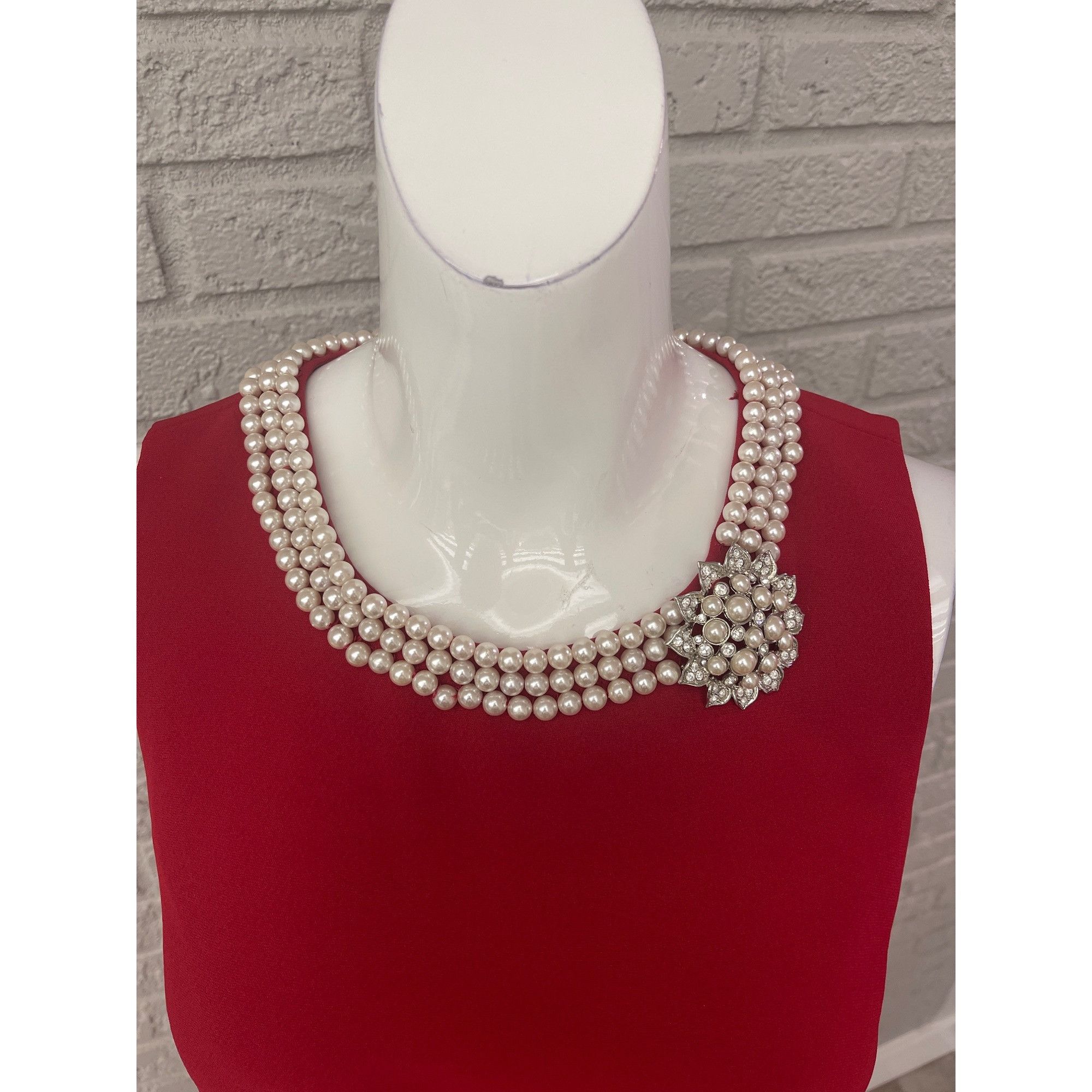 Other Talbots Red Faux Pearl Rhinestone Pin Sheath Dress Size 10 | Grailed