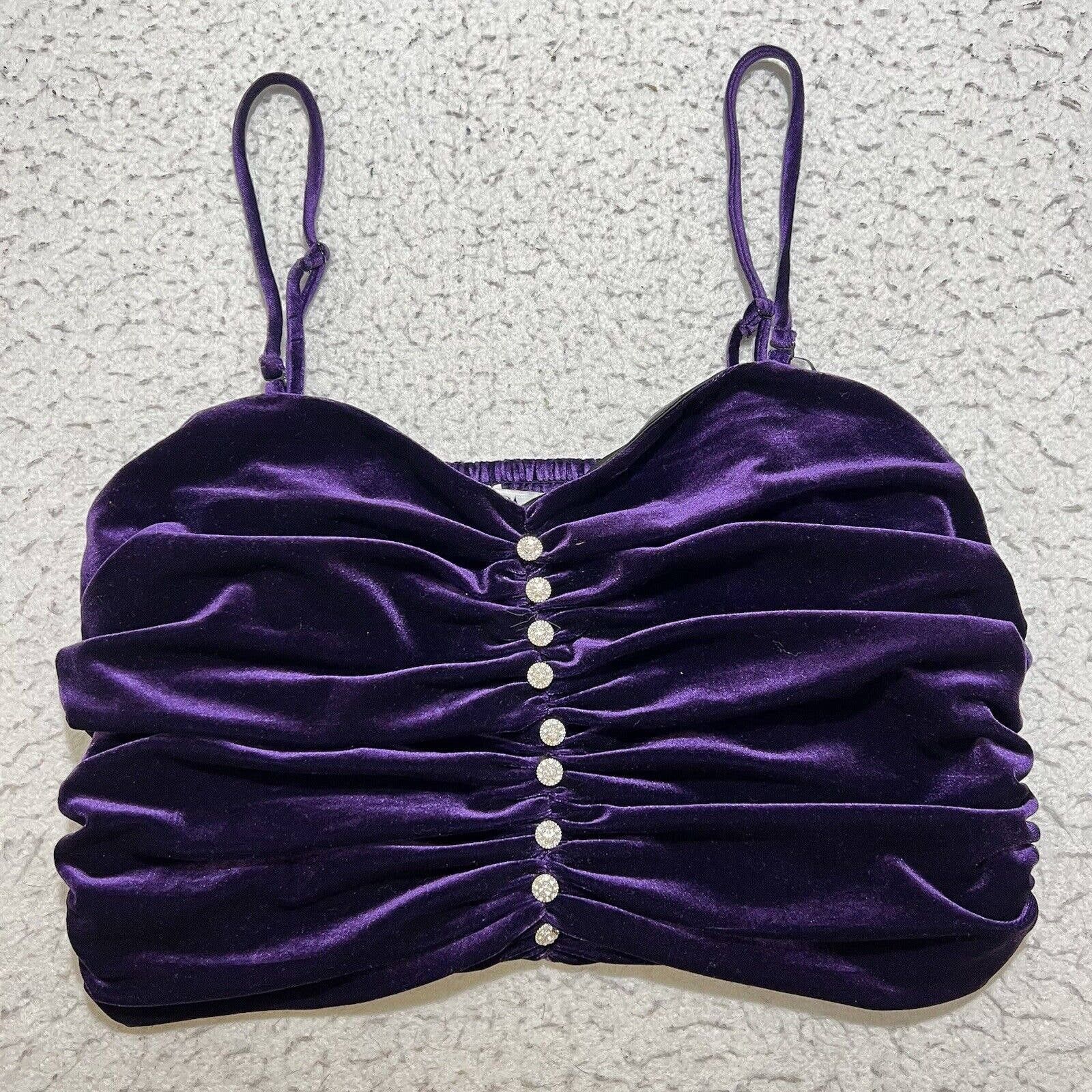 Zara Zara Velvet Crop Top Bralette Bandeau Diamond Buttons Velour | Grailed