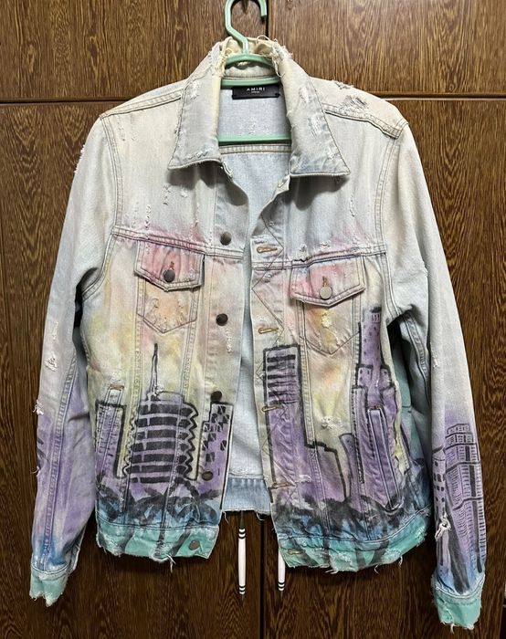 Amiri AMIRI Destroyed rendered denim jacket | Grailed