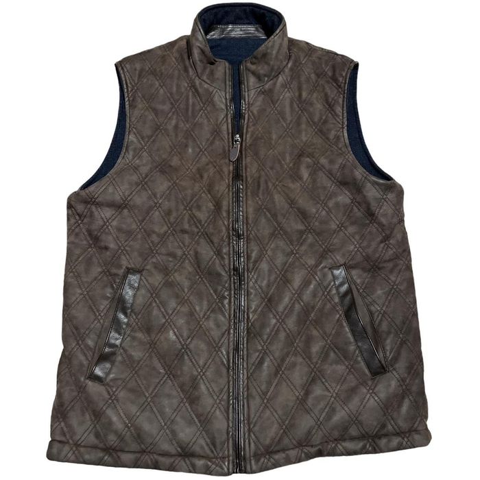 Vintage Vintage Reversible Brown Leather Sleeveless Jacket Vest | Grailed