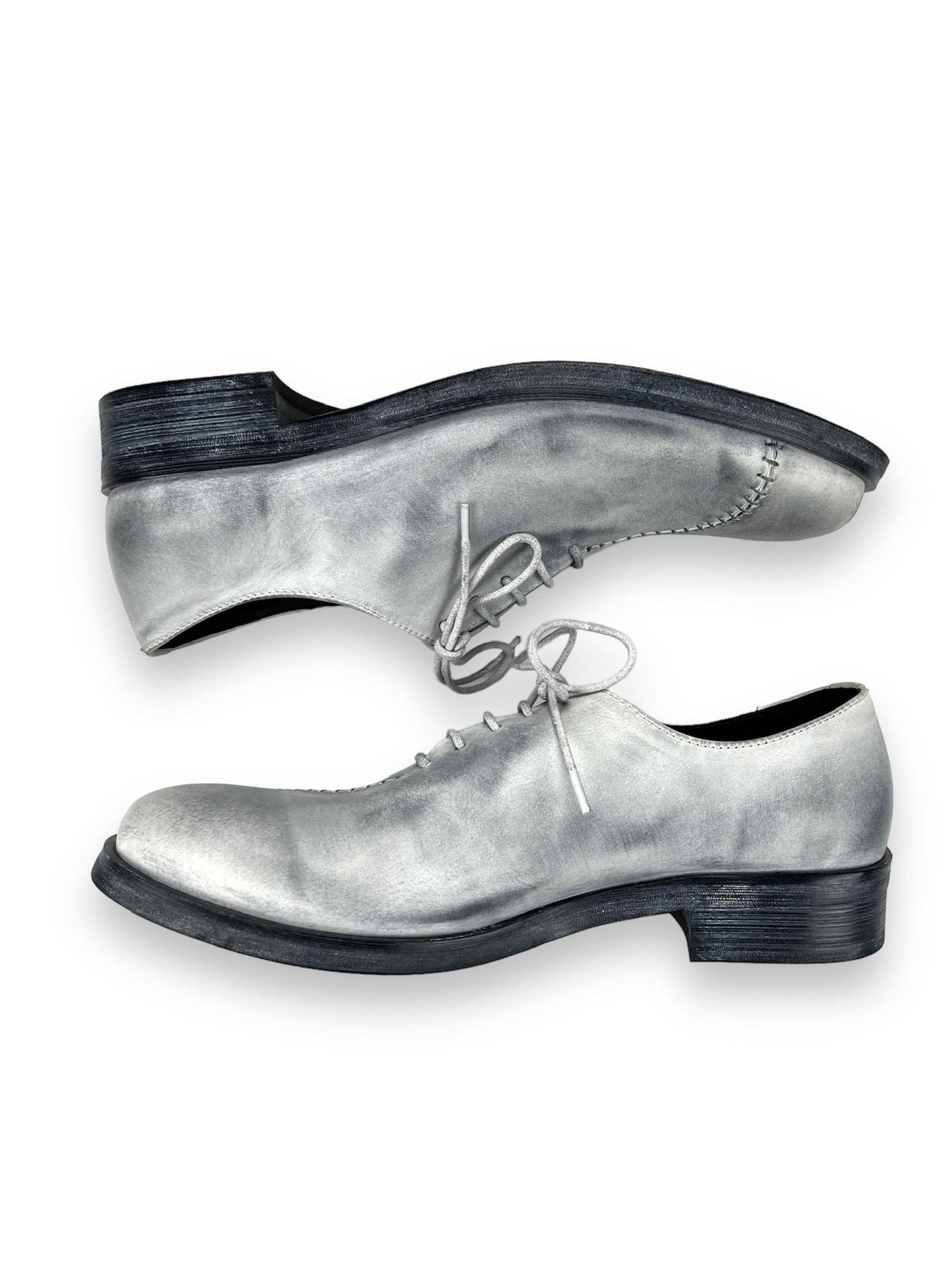 Shellac Shellac x Semantic design Dirty washed Metallic silver shoes ...