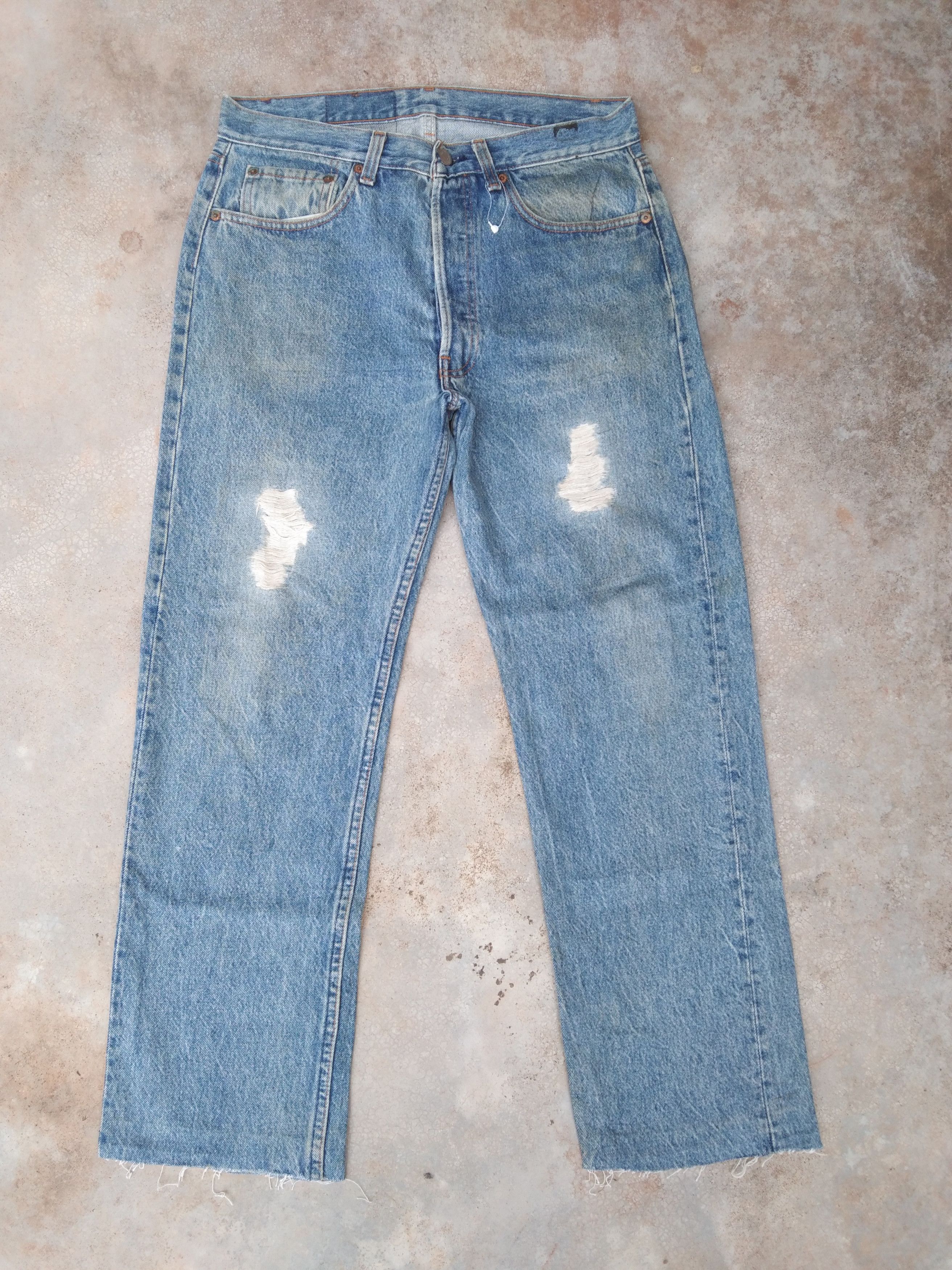 Levi's × Streetwear × Vintage 90s Vintage Levis 501 Made In USA Distressed Jeans 31x28 | Grailed