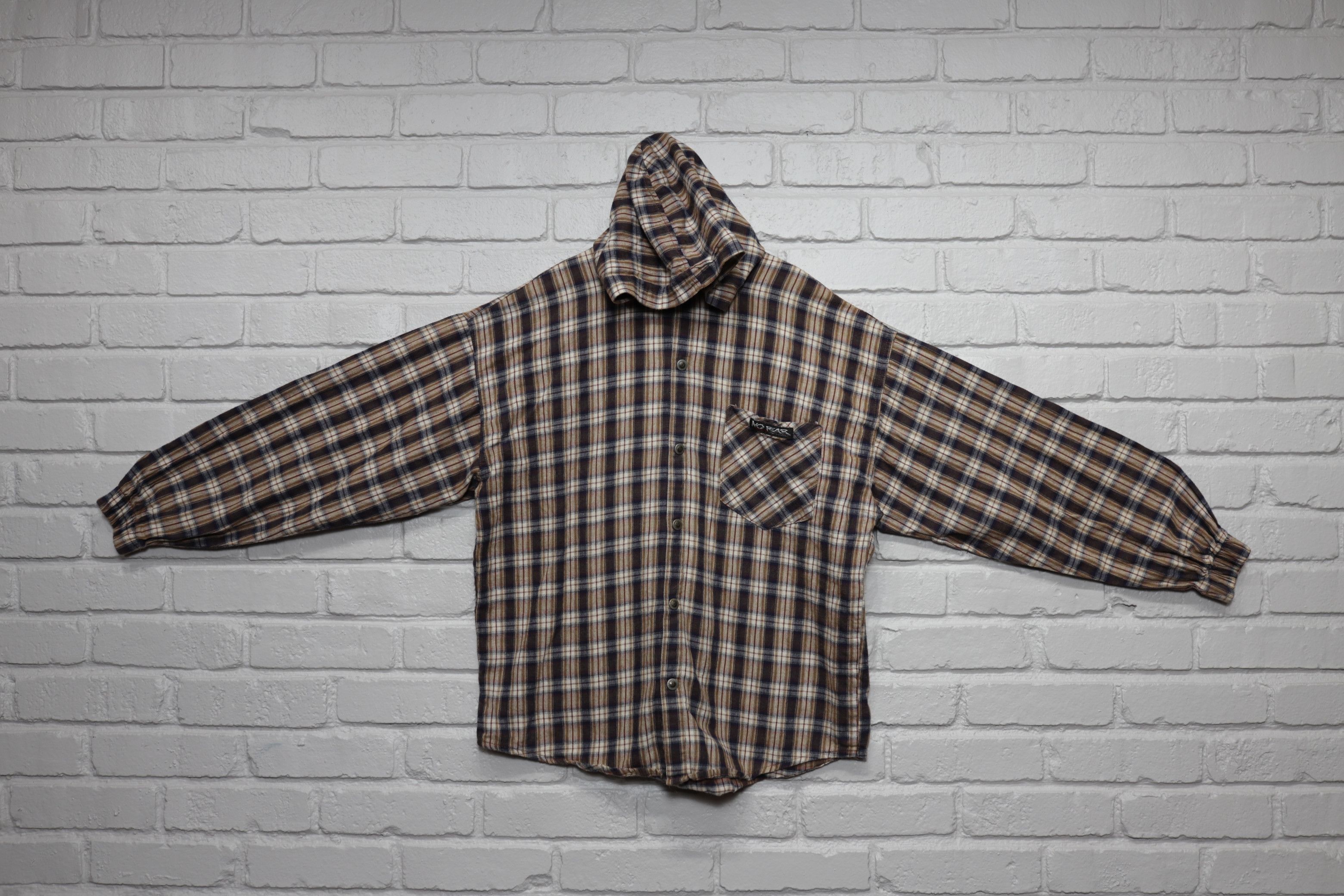 No Fear 90s no fear hooded flannel button up shirt size large | Grailed
