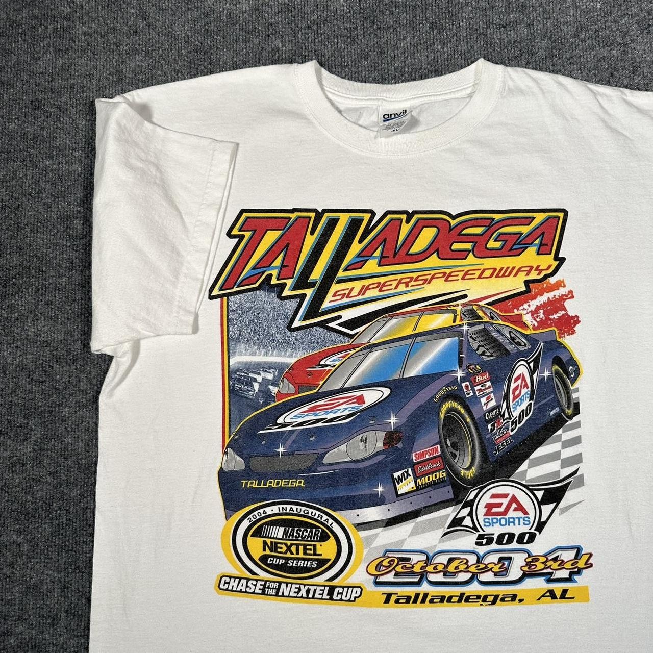 NASCAR × Vintage vintage white nascar car race promo art video game t ...