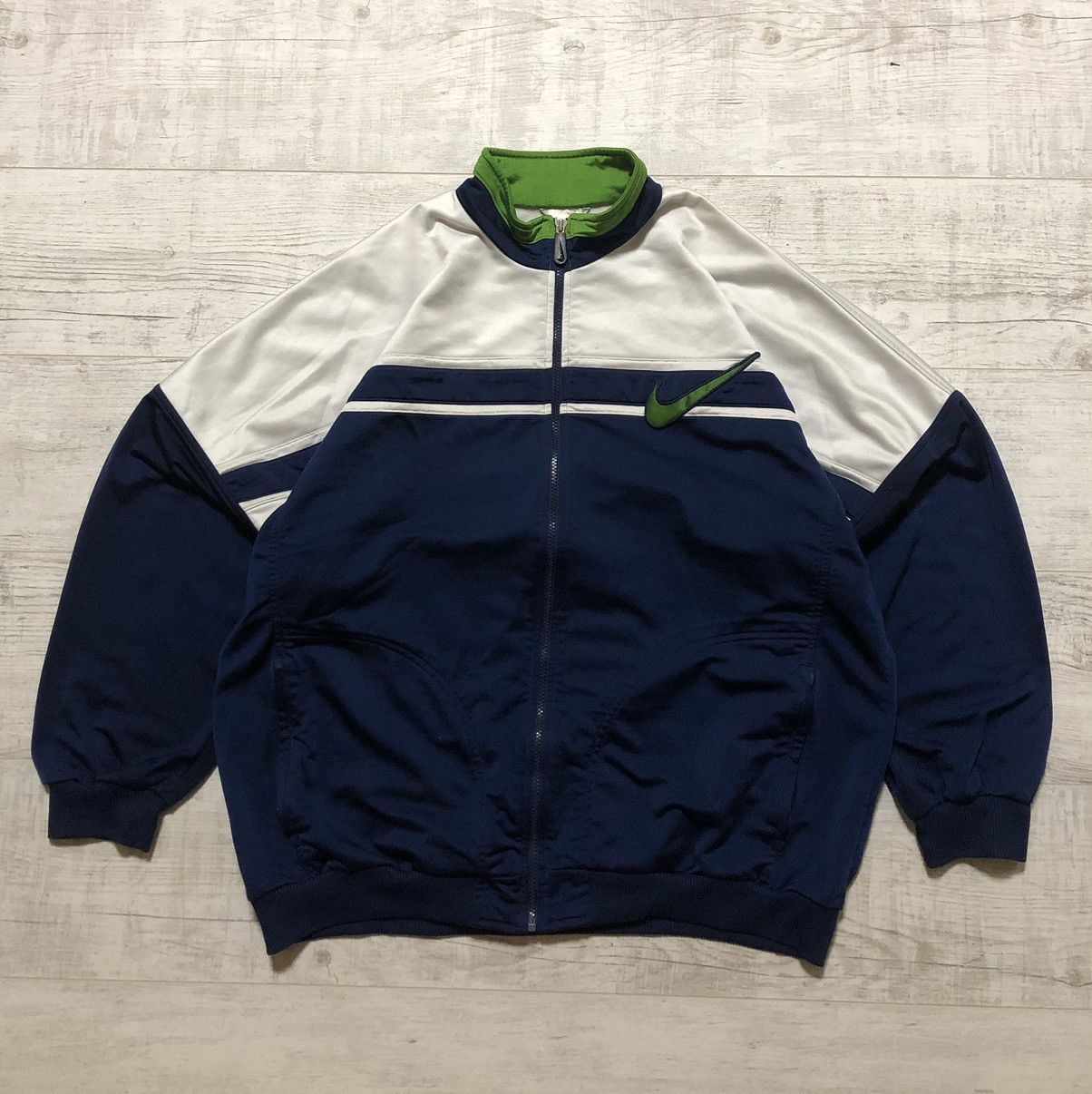 Nike Vintage 90's Nike Drill Big Embroidered Swoosh Jacket | Grailed