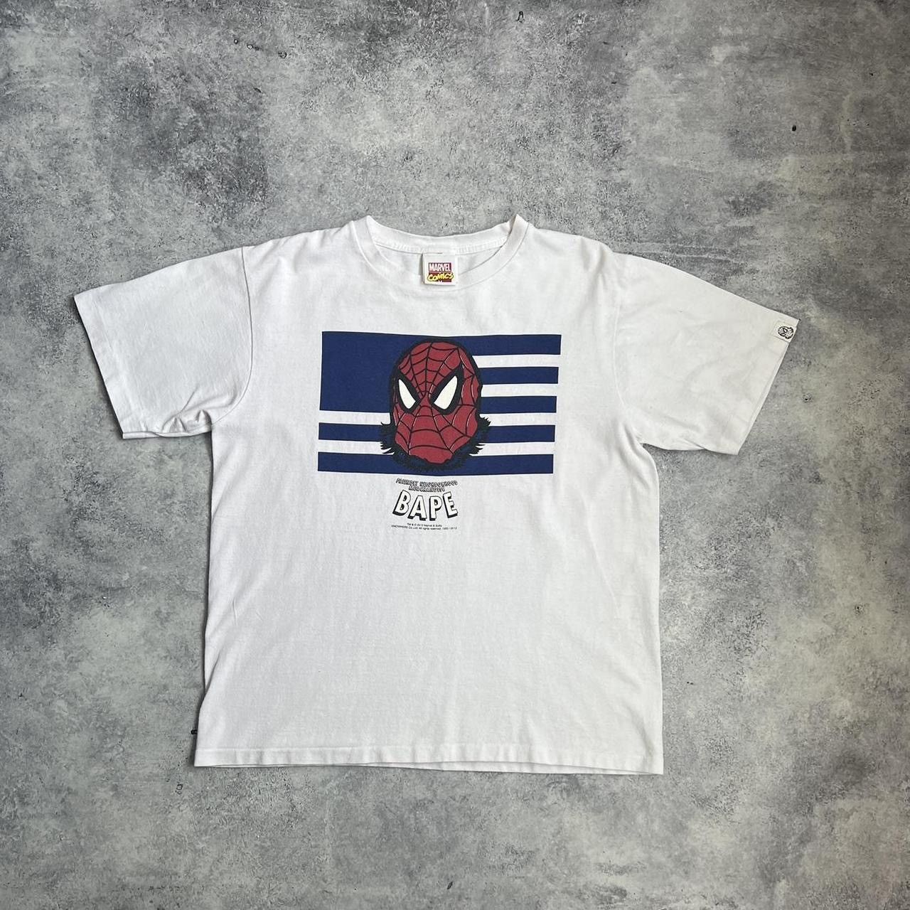 Bape Bape x marvel comics spider-man white graphic tee | Grailed
