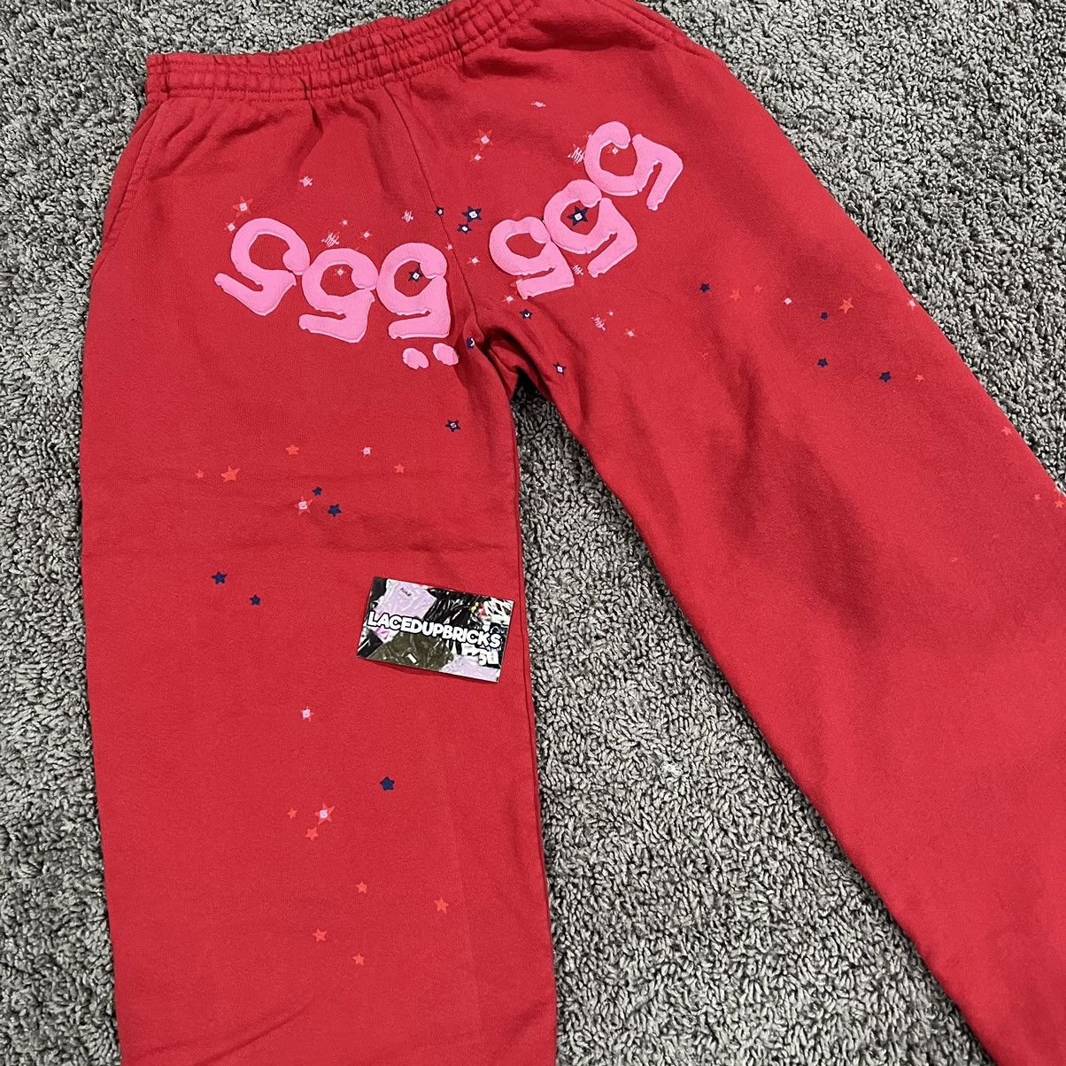 Spider Worldwide Spider Worldwide 555 Angel Number Sweatpants Red Size ...