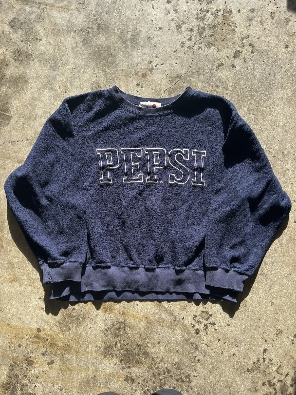 Vintage Large vintage 90s navy Pepsi embroidered crewneck sweater | Grailed