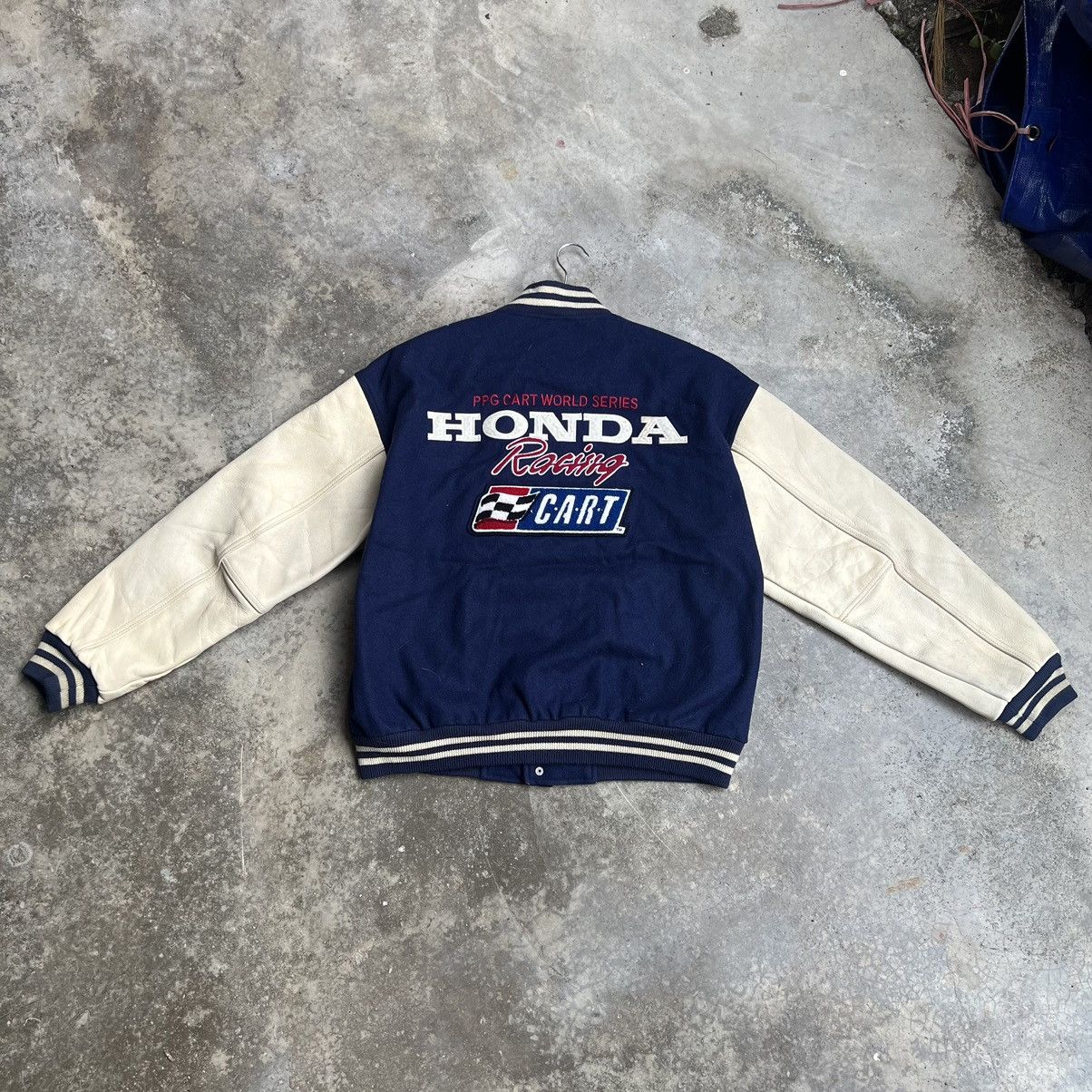 Honda × Varsity Jacket × Vintage Vintage Honda Racing Cart Leather ...