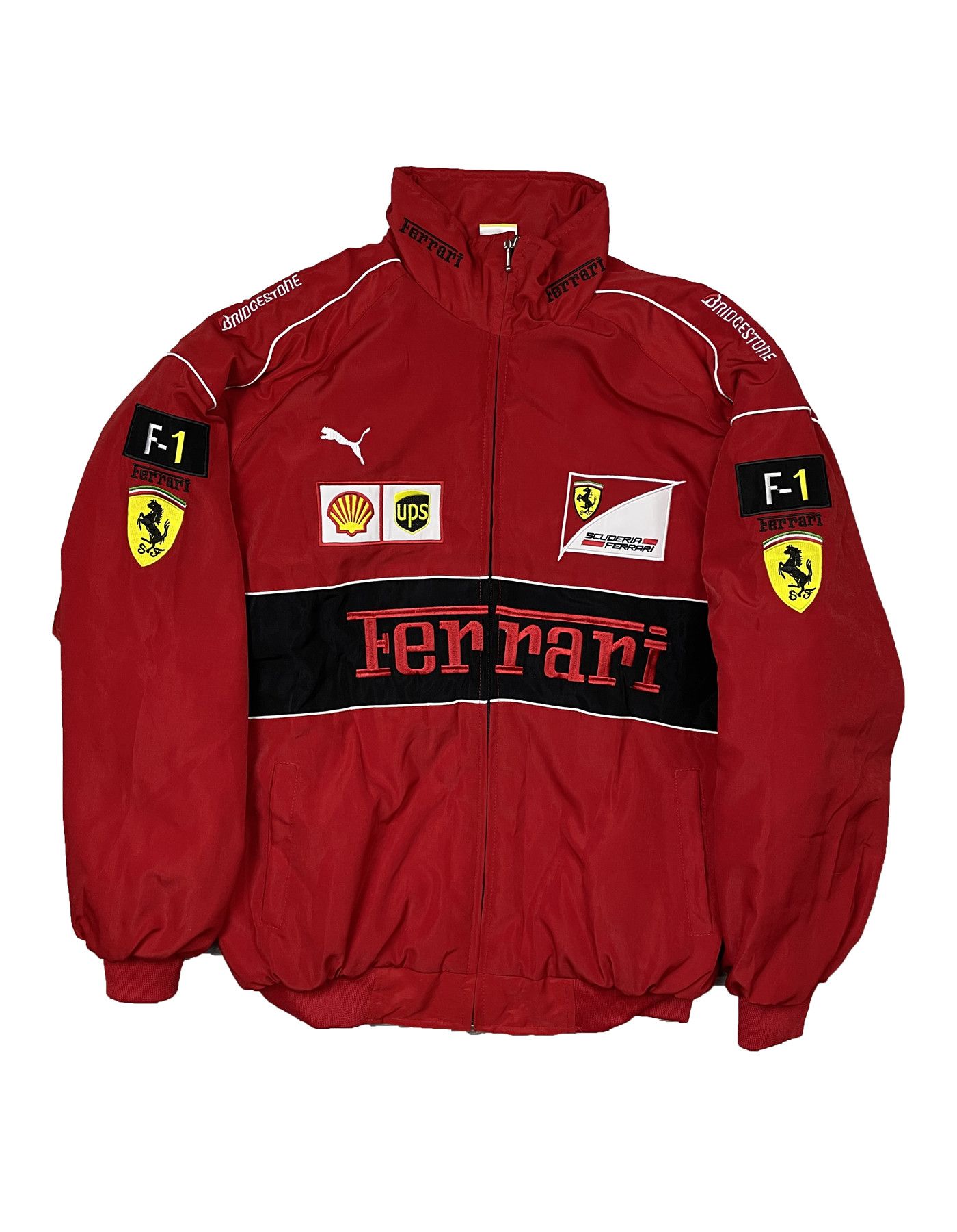 Ferrari × Racing × Vintage Ferrari F1 Vintage Racing Jacket Big Logo ...