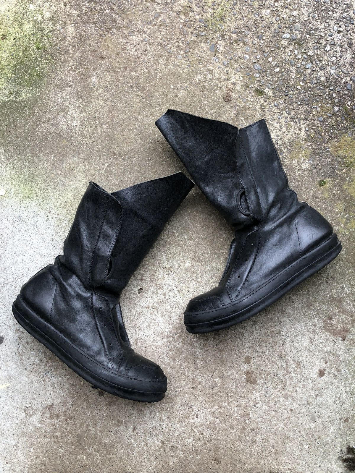 Rick Owens Rick Owens aw12 D-Ring laceless ramones boot mega tongue ...