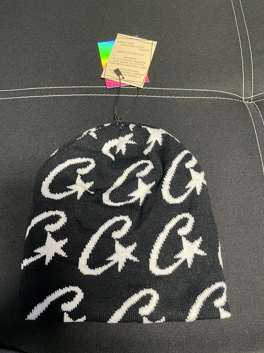 Corteiz Corteiz beanie - black and white pattern | Grailed