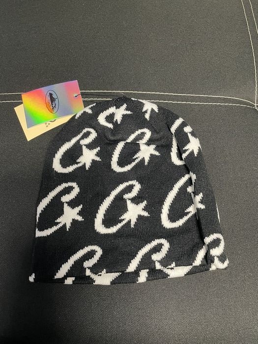 Corteiz Corteiz beanie - black and white pattern | Grailed