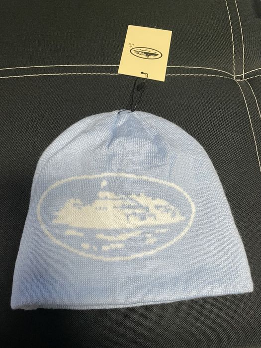 Corteiz Corteiz beanie - light blue with white logo | Grailed