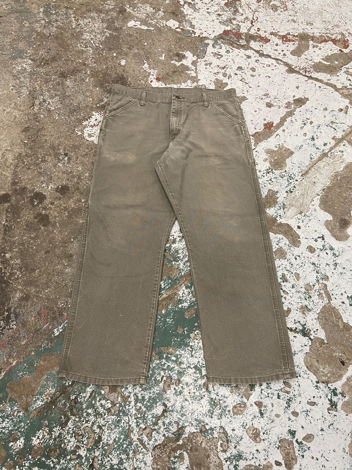 Rustler × Streetwear × Vintage Vintage Faded Khaki Green Carpenter Work ...