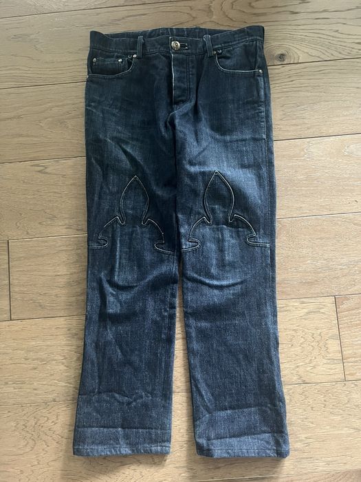 Chrome Hearts Chrome Hearts Vintage Fleur Knee Blue Denim Jeans Size 33 ...