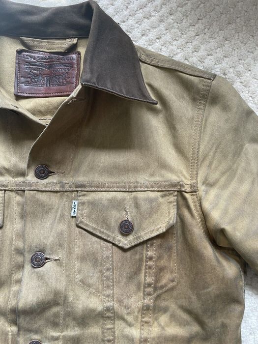 Levi's Filson X Levi’s Waxed Tin Cloth Tan Trucker Jacket Oil Wax | Grailed
