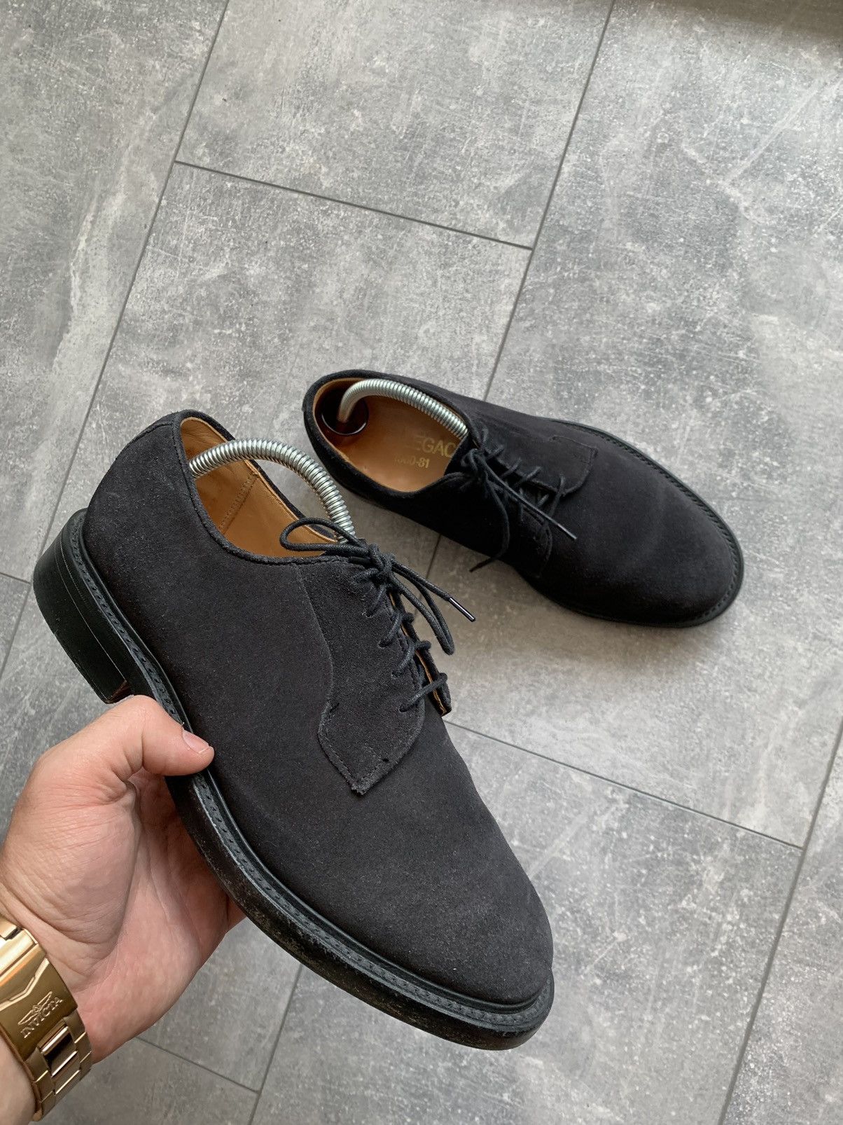 Our Legacy Our Legacy suede navy derby shoes | Grailed