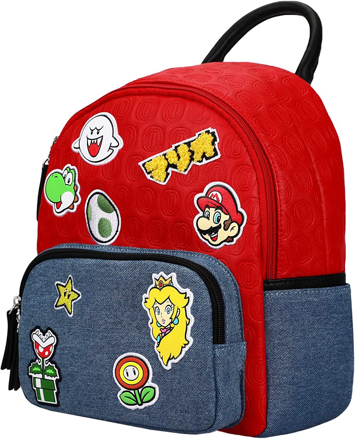 Universal Studios Super Mario Embossed Mini Backpack - Red & Blue Denim ...