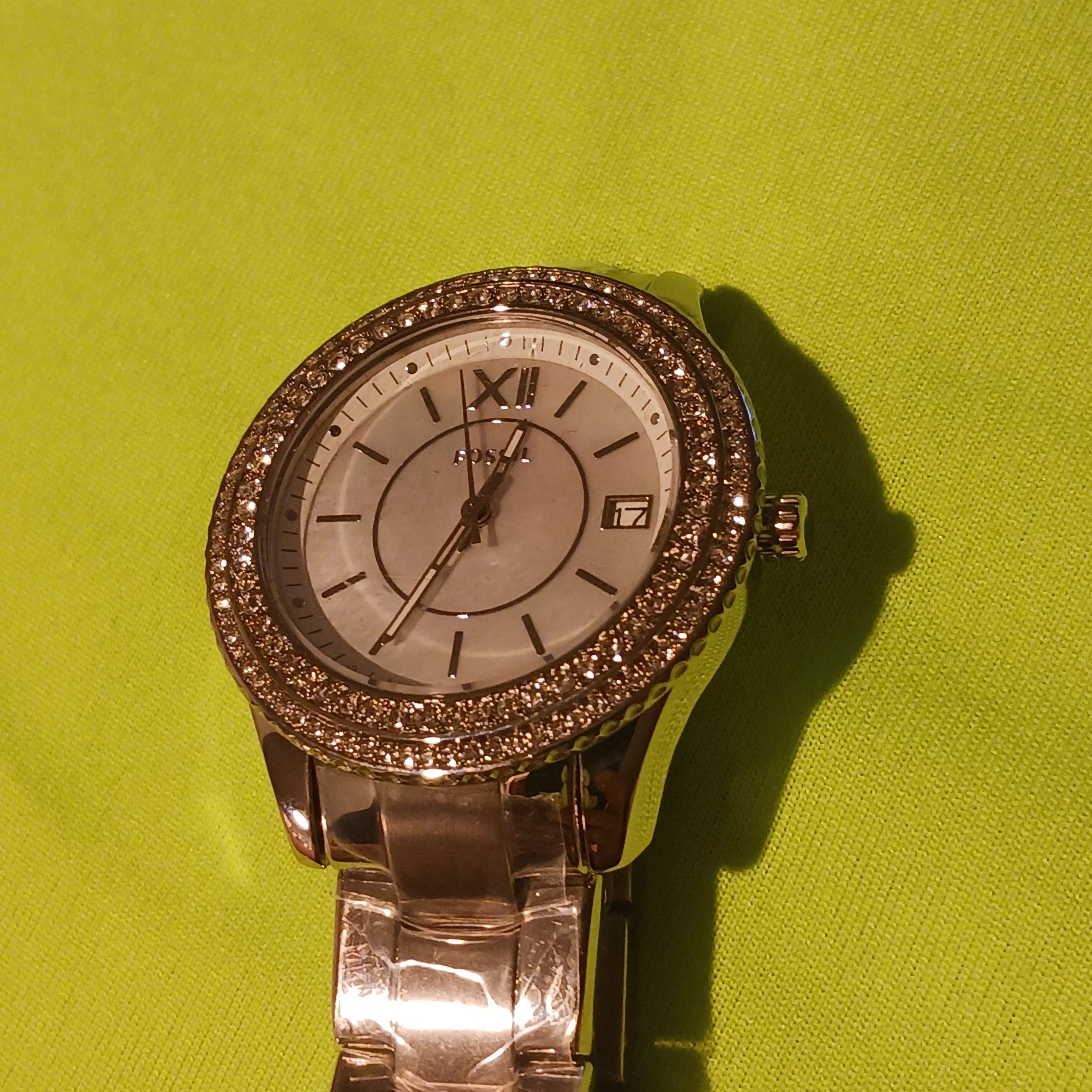 Fossil Crystal Bezel Mother of Pearl Stainless Steel Watch | Grailed