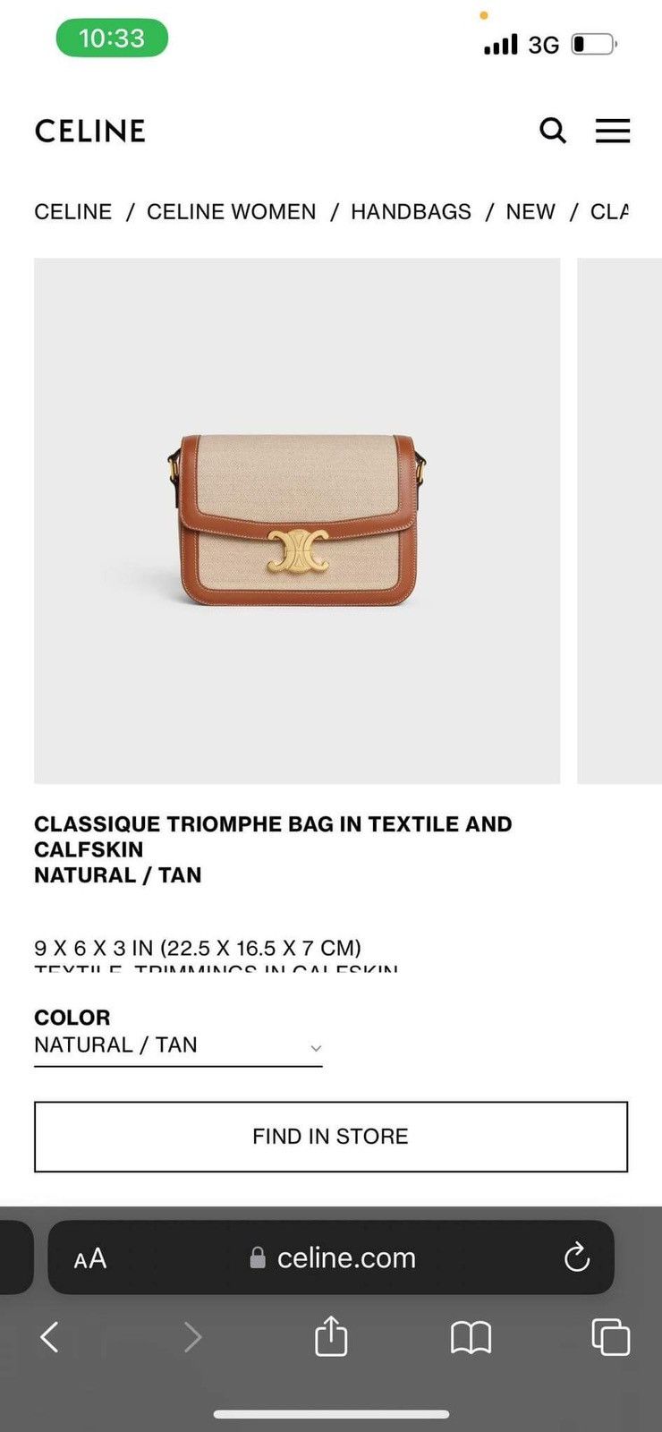 Celine Classic triomphe bag in textile and calfskin | Grailed