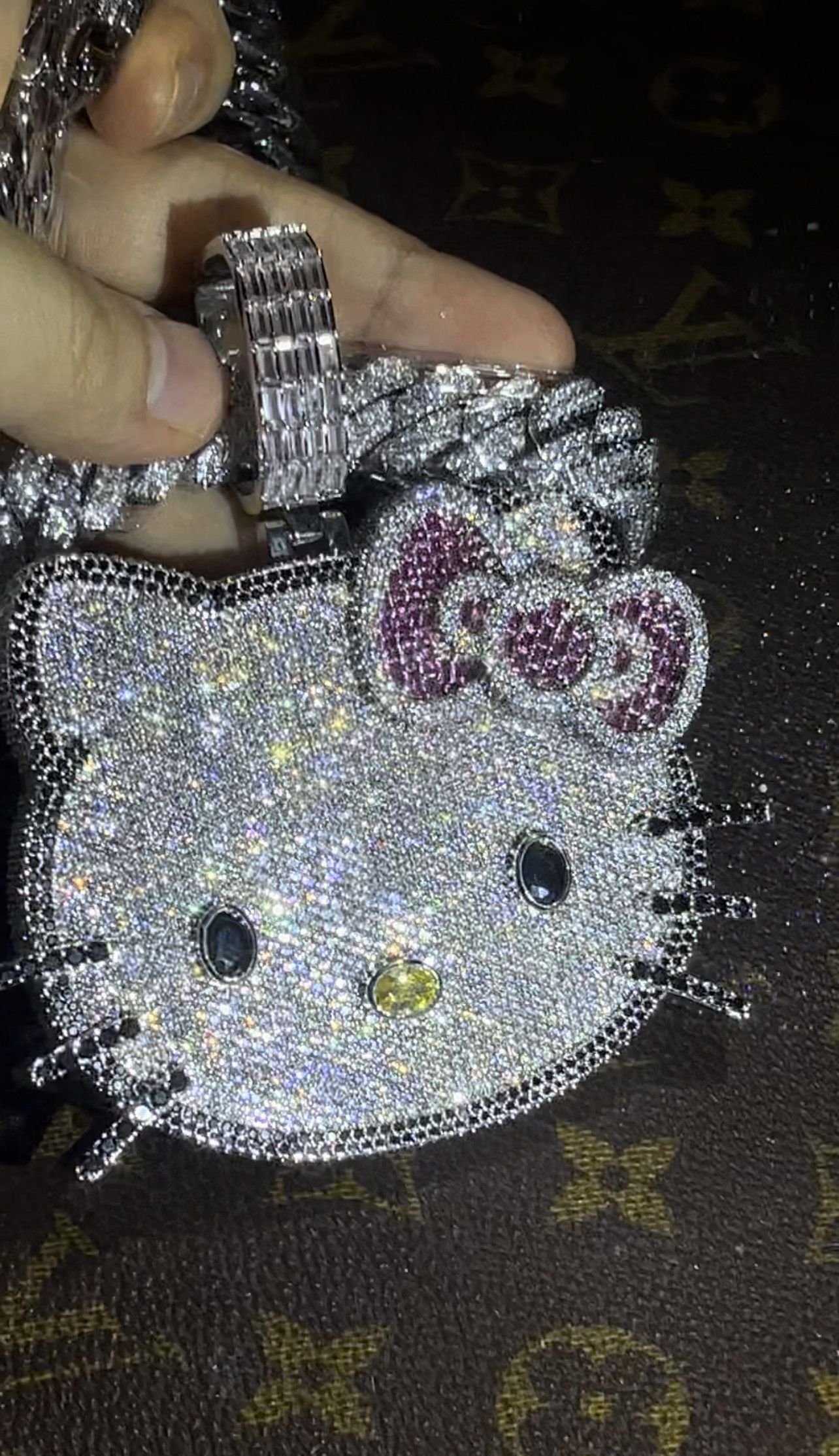 Other Hello Kitty iced out pendant necklace chain 90mm huge | Grailed