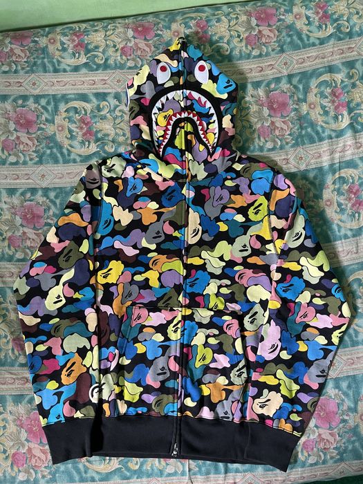 Bape Multi Camo Shark Full Zip Hoodie | Grailed