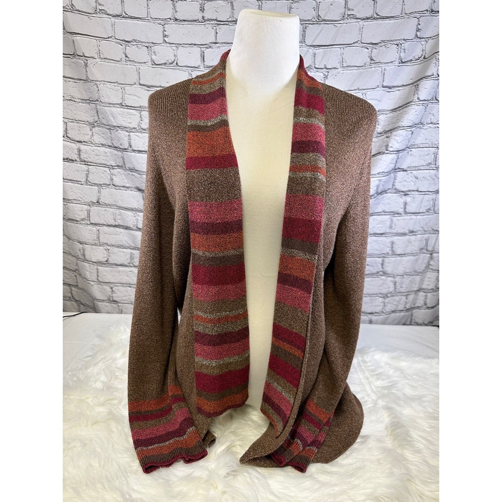 Other Sigrid Olsen Brown/Stripped Knit Cardigan Medium | Grailed