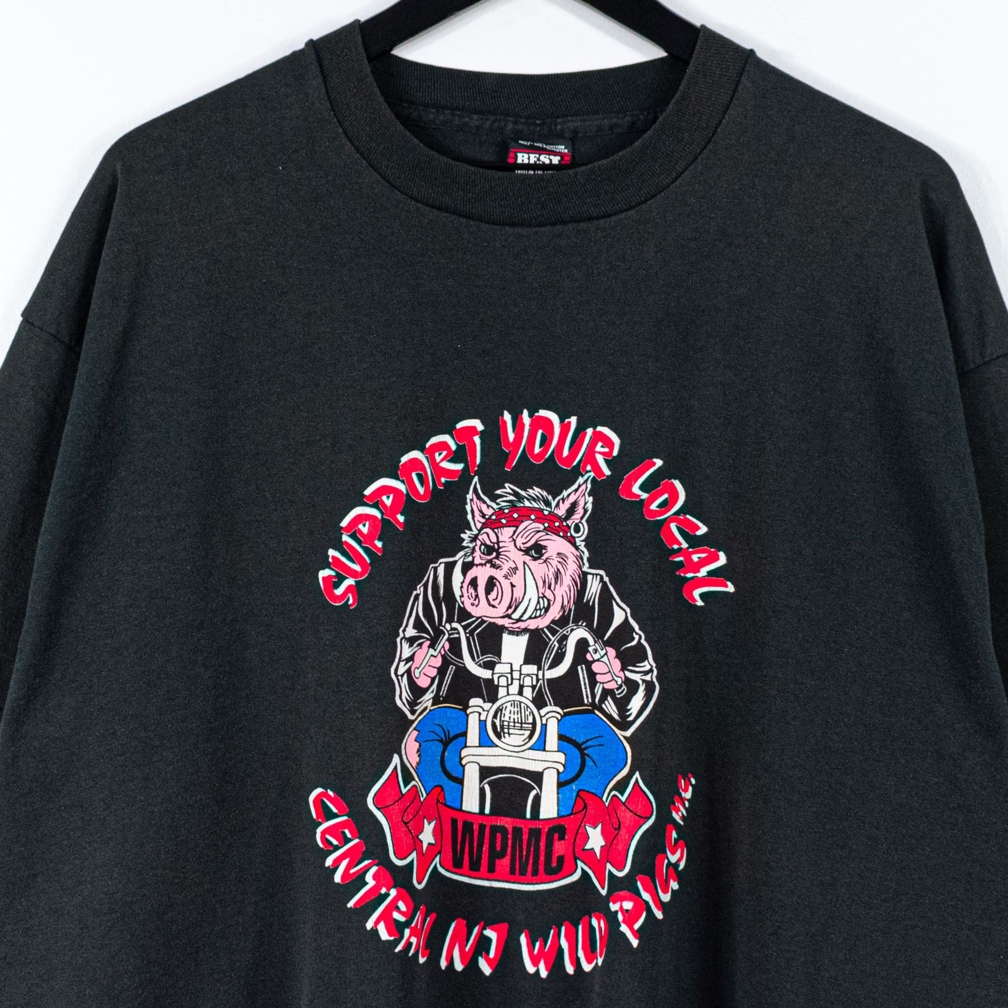 Vintage Support Your Local MotorCycle Club Wild Pigs NJ Hog T-Shirt ...