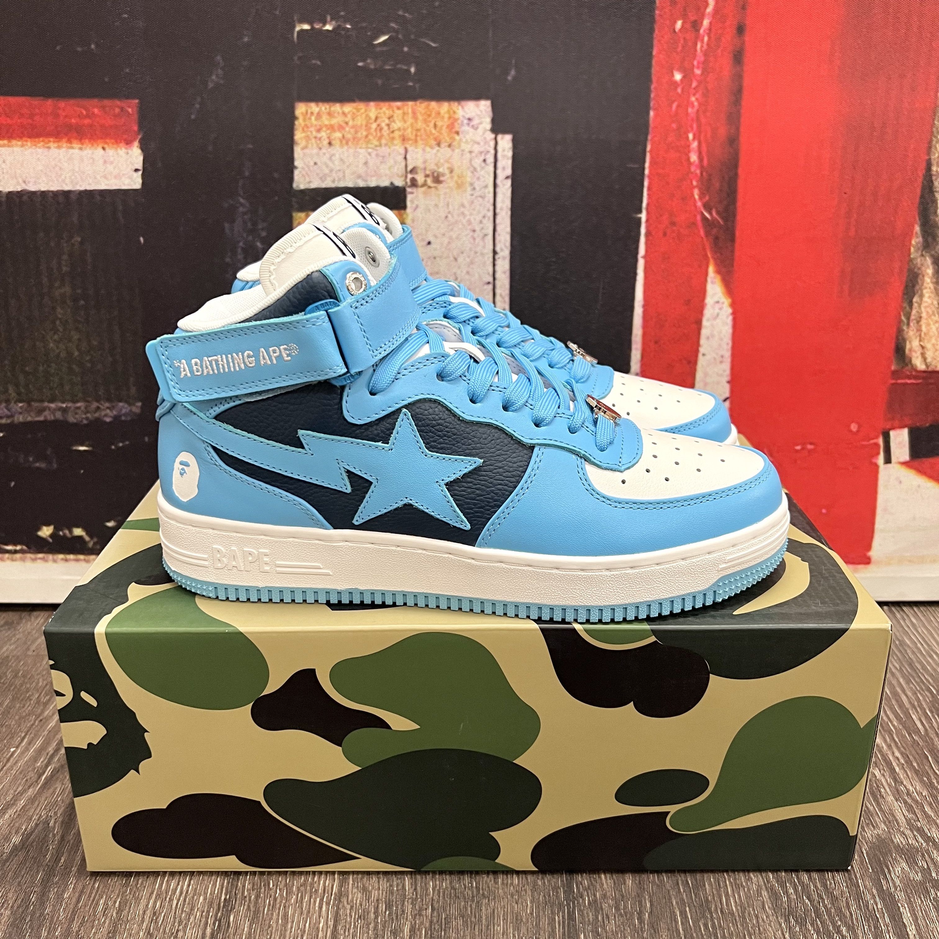 Bape 2022 Bape Bapesta Mid #2 Sax / Navy Blue / White | Grailed