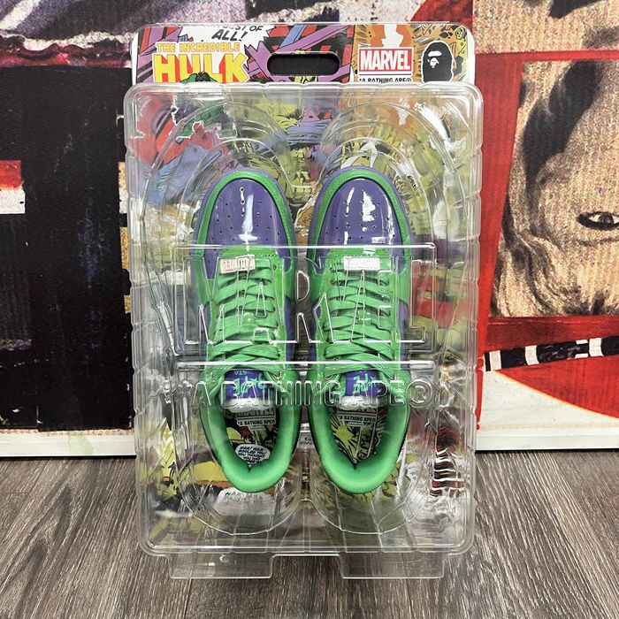Bape 2022 Bape Bapesta Low x Marvel Hulk - Green Purple Black | Grailed