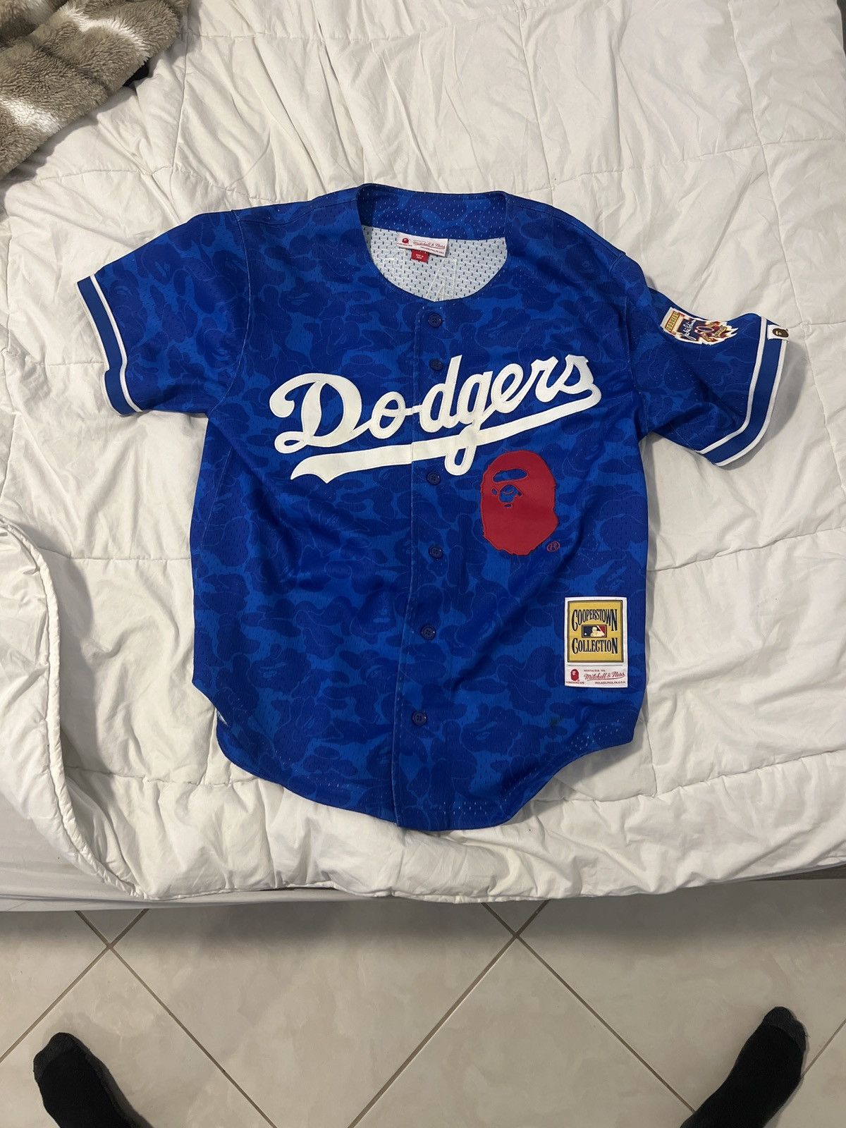Bape × Mitchell & Ness dodgers x bape x mitchell ness jersey | Grailed