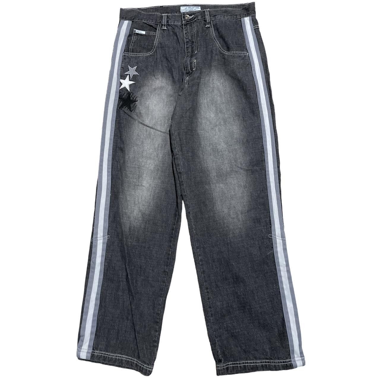 Military Vintage Baggy Dark Wash Harlem Globe Trotters Stripped Jeans ...