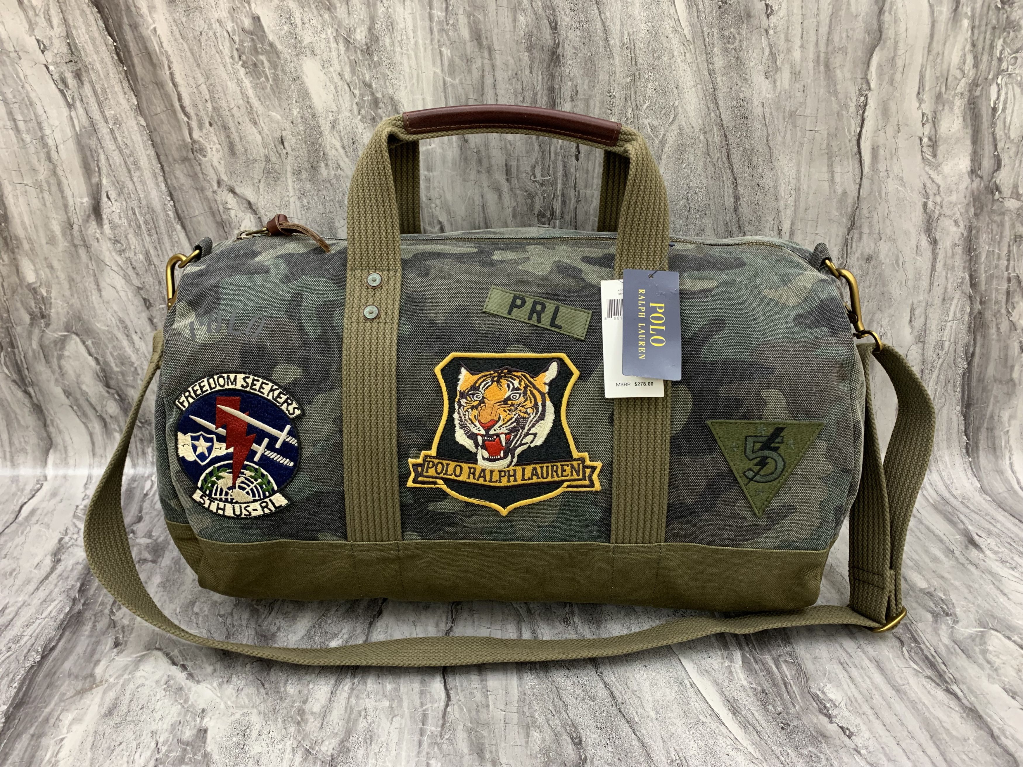 Designer × Polo Ralph Lauren × Ralph Lauren Polo Ralph Lauren Tiger Patch Camo Canvas Travel ...