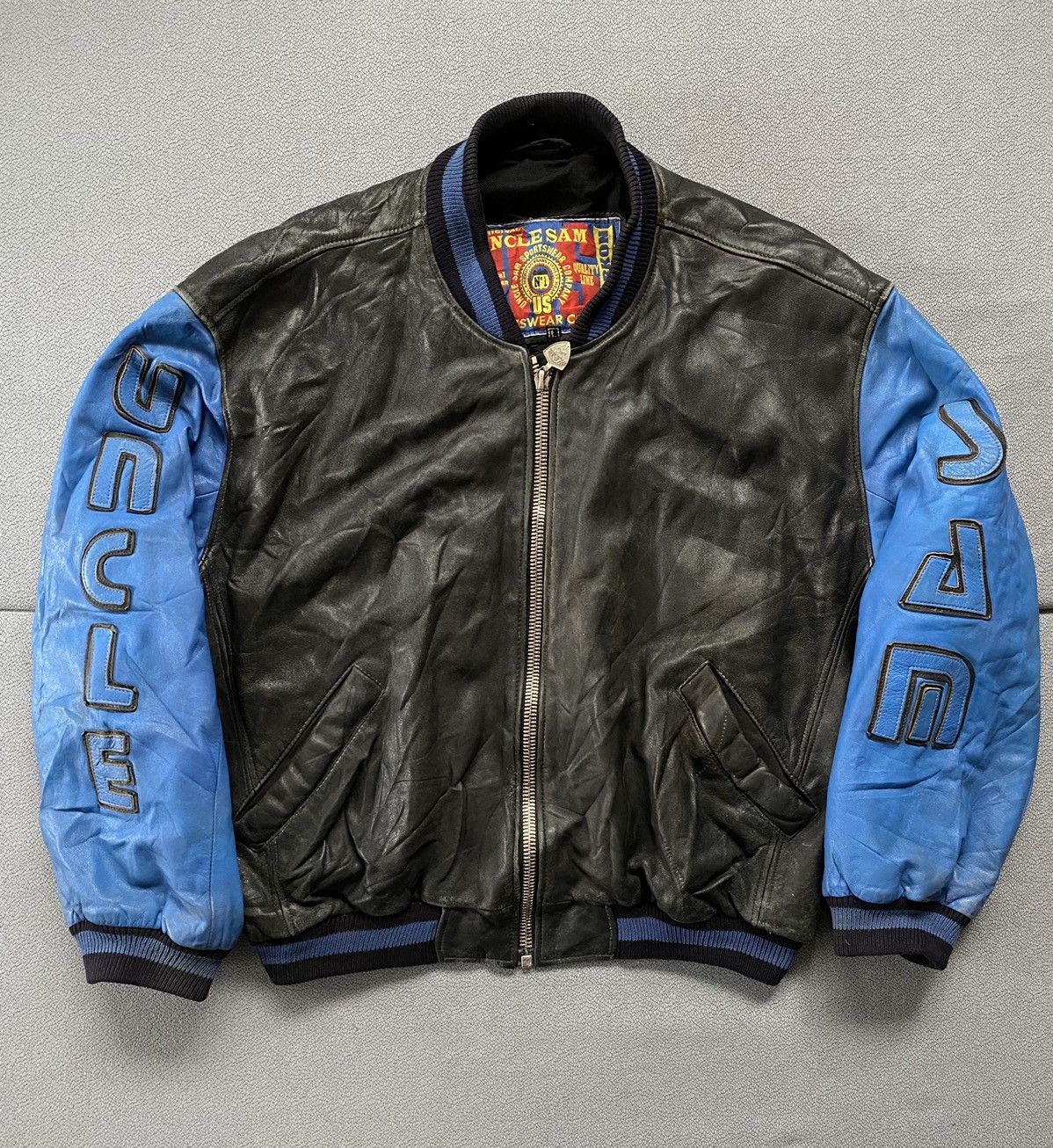 Vintage Vintage Uncle Sam Leather Varsity jacket | Grailed