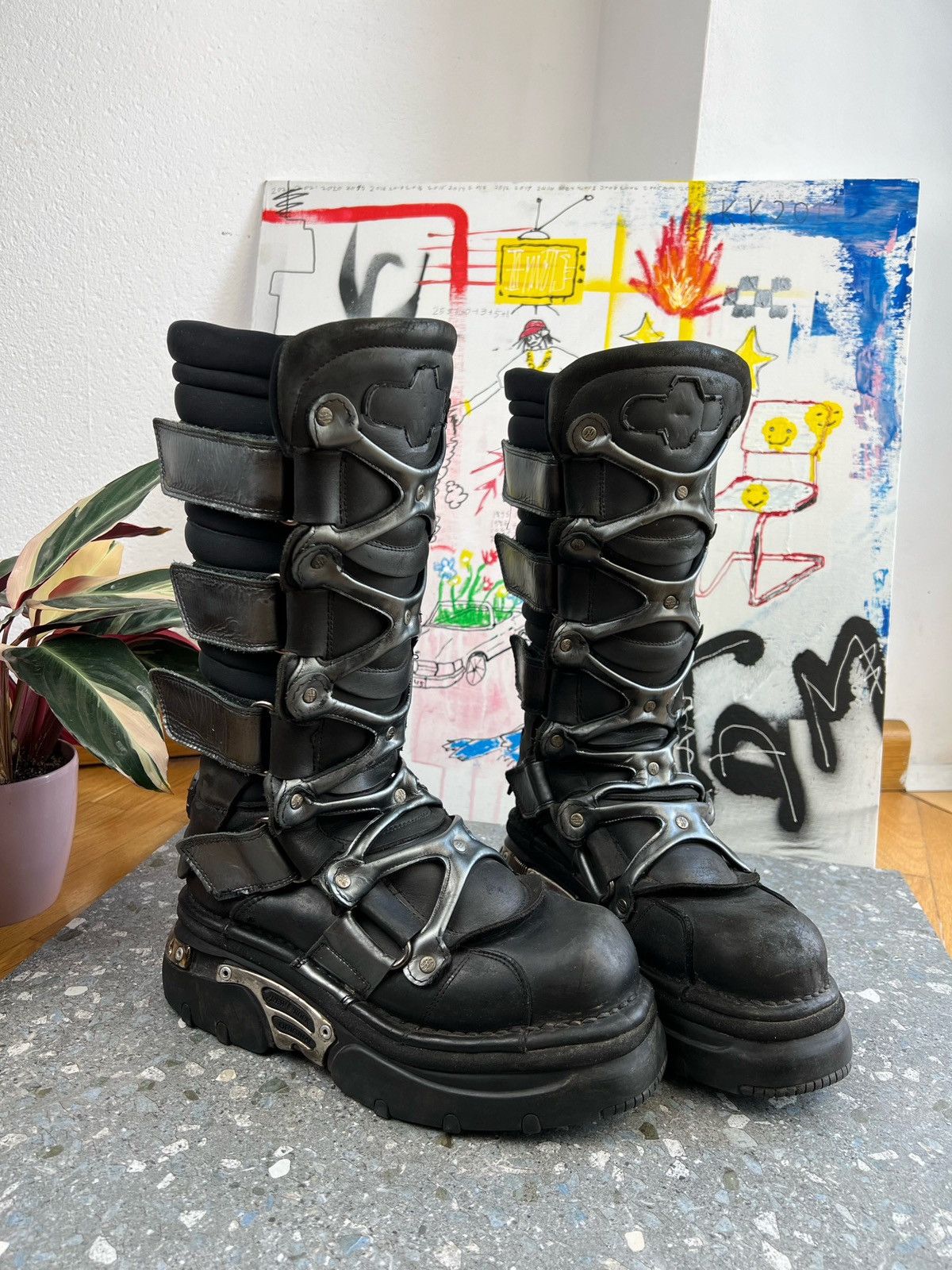 Vintage Vintage New Rock Leather boots | Grailed