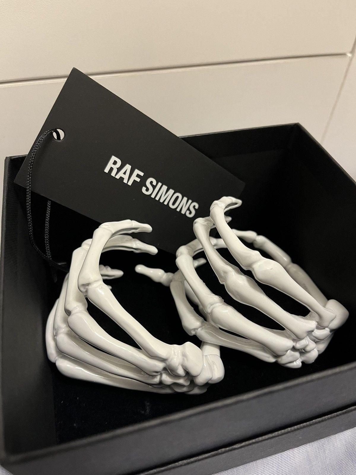 Raf Simons BNWB Raf Simons PAIR Skeleton white Bracelets RARE | Grailed