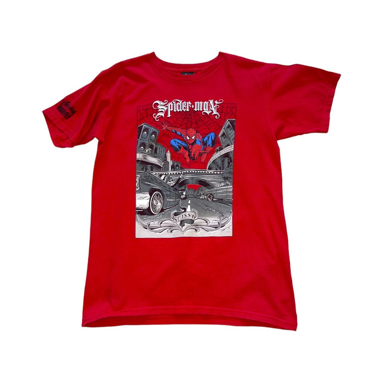 Vintage VINTAGE Y2K STUSSY MARVEL’S SPIDER-MAN TEE T-SHIRT RED | Grailed
